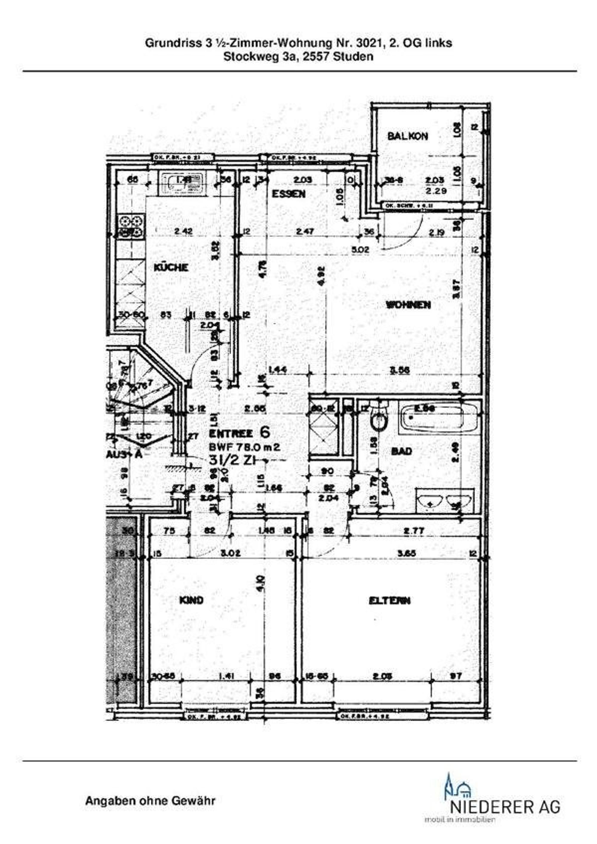 3.5 Zimmerwohnung mit Blick ins Grüne, Stockweg 3a, CHF 1460