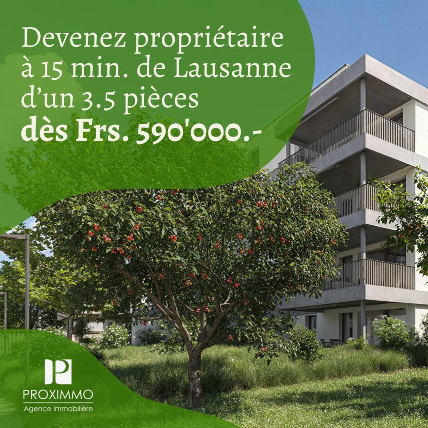 NOUVEAU QUARTIER A 15 MIN. DE LAUSANNE !, ., CHF 590000